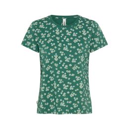 Ragwear Damen Kurzarmshirt "MINTTA FLOWER O"gr&uuml;n, Gr. XL, bedruckt, Jersey, Obermaterial: 50% Baumwolle, 50% Polyester, Shirts, mit sommerlichem Print