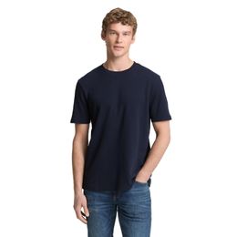 Herren T-Shirtsky captain blau, Gr. M, Tom Tailor Denim, unifarben, Single Jersey, Obermaterial: 60% Baumwolle, 40% Polyester, Shirts