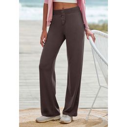 H.I.S. H.I.S Damen Relaxhose, Gr. 32, braun, Obermaterial: 90% Polyester, 10% Elasthan, Basic, Hosen, mit klassisch gerade geschnittenem Bein, Loungewear
