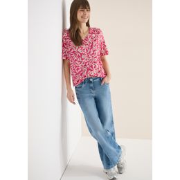 Tunikashirt Cecil, Damen, Gr. XL (44), beetroot pink, Web, 50% Modal, 50% Baumwolle, gebl&uuml;mt, normal normal, V-Ausschnitt, abgesteppt, Shirts, mit V-Ausschnitt