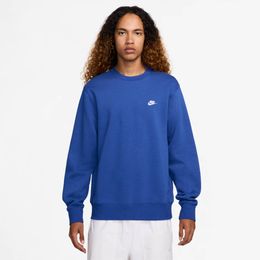 Sweatshirt Nike Sportswear "M NK CLUB BB CREW", Herren, Gr. 3XL, game royal, wei&szlig;, Jersey, Obermaterial: 80% Baumwolle, 20% Polyester, normal, Rundhals, Sweatshirts Sweatshirt, sportlicher Schnitt, aus Baumwolle und Polyester, kurze &Auml;rmel
