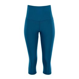 WINSHAPE Damen Leggings "3/4 Functional Comfort HWL217C", gr&uuml;n, Gr. L, 85% Polyester, 15% Elasthan, Hosen, mit V-Shape Applikation und Core-Bund