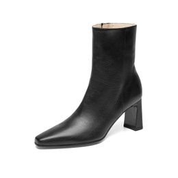 Henry Stevens Damen Schlupfboots "Madison ZB70 Businessschuh", Gr. 37, schwarz, Ziegennappa, Schuhe, Damen Stiefelette mit Absatz handgefertigt,