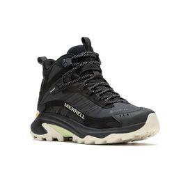 Wanderschuh Merrell "MOAB SPEED 2 MID GTX", Damen, Gr. 38, schwarz, Synthetik, Schuhe Wanderschuh, wasserdicht dank Gore-Tex Membrane, mit Vibram Sohle