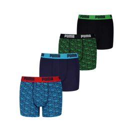 Boxershorts Puma "Puma BOYS FLAG PRINTED BOXERS 4P ECOM", Jungen, Gr. 122/128, navy, blau, gr&uuml;n, schwarz, Obermaterial: 95% Baumwolle, 5% Elasthan, Unterhosen Boxershorts