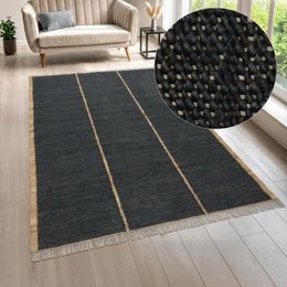 Teppich "Lenia, handgewebt, Jute", schwarz, B:240cm H:10mm L:320cm, Jute, LeGer Home by Lena Gercke, Teppiche, Teppich, mit Fransen, Teppich, Wohnzimmer, Schlafzimmer, Esszimmer