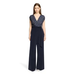 Vera Mont Damen Overall "Damen mit Bundfalten", blau, Gr. 36, Stoff, Obermaterial: 95% Polyester, 5% Elasthan, Overalls