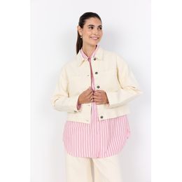 Kurzjacke soyaconcept "SC-BESS 1", Damen, Gr. S, cream, Web, Obermaterial: 97% Baumwolle, 3% Elasthan, unifarben, normal, Jacken Kurzjacke, Baumwollmischung