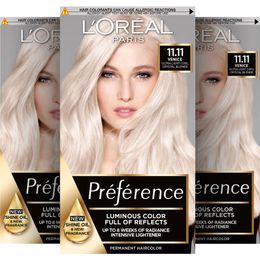 L'Or&eacute;al Coloration L'OR&Eacute;AL PARIS "PR&Eacute;F&Eacute;RENCE HAARFARBE", beige (11.11, ultra, helles k&uuml;hles kristall, blond), Colorationen, Damen, Coloration, dauerhafte Haarcoloration mit 100% Grauabdeckung