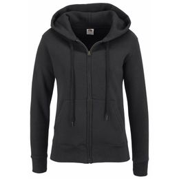 Damen Kapuzensweatshirt "Lady-Fit Premium hooded Sweat Jacket", schwarz, Gr. XXL, Fruit of the Loom, unifarben, angeraute Sweatware, Obermaterial: