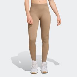 Trainingstights adidas Performance "WE KNIT 1/1 L", Damen, Gr. L, N-Gr, chalky braun, normal, gr., Obermaterial: 72% Polyamid, 22% Polyester, 6% Elasthan, Hosen, nahtloses Strickmaterial, st&uuml;tzend, mit CLIMACOOL
