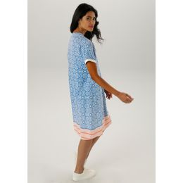 Damen Blusenkleid, blau, Gr. 38, Aniston SELECTED, bedruckt, gemustert, Web, Obermaterial: 100% Viskose, Kleider, mit farbharmonischen
