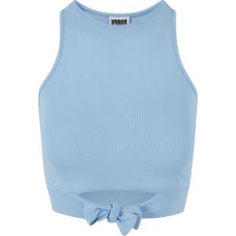 Tanktop Urban Classics "Urban Classics Damen Ladies Cropped Knot Top", Damen, Gr. 4XL, balticblau, 95% Baumwolle, 5% Elasthan, unifarben, skinny fit, Tops Tanktop