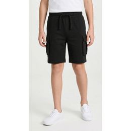 Shorts name it "NKMOLLIE CARGO SHORTS UNB NOOS", Jungen, Gr. 146, N-Gr, schwarz (schwarz (blank)), Web, Obermaterial: 60% Baumwolle, 40% Polyester, unifarben, normal knielang, Hosen Shorts