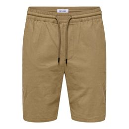Only & Sons Chinoshorts ONLY & SONS "ONSCAPRI SLIM SLUB CHINO SHORTS OTL", Herren, Gr. L, N-Gr, teak, Web, Obermaterial: 98% Baumwolle, 2% Elasthan, unifarben, slim fit knielang, Hosen Chinoshorts