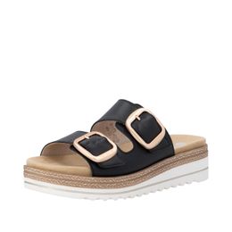 Pantolette Remonte, Damen, Gr. 40, schwarz, Leder, unifarben, Schuhe Pantolette, Hausschuh, Sommerschuh, Klettschuh mit Lite&acute;n Soft-Ausstattung
