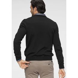 OLYMP Herren Rundhalspullover "OLYMP Strick Casual", schwarz, Gr. S, Obermaterial: 100% Schurwolle, Pullover, moderner Strickpullover