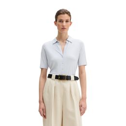 Marc O'Polo MARC O'POLO Damen Kurzarmshirt "aus LENZING ECOVERO "airy blau, Gr. XXL, unifarben, Obermaterial: 94% Viskose, 6% Elasthan, Shirts