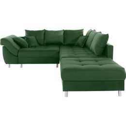Ecksofa Collection AB "(Spar-Set) Innsbruck L-Form und Hocker", gr&uuml;n (flaschengr&uuml;n), B:247cm H:87cm T:189cm, Microfaser PRIMABELLE (100% Polyester), Struktur (90% Polyester, 10% Polyacryl), Samtvelours (100% Polyester), Luxus-Microfaser Antiklederoptik (100% Polyester), Sofas, Ecksofa, Ecksofa und Hocker, Recamiere links oder rechts montierbar