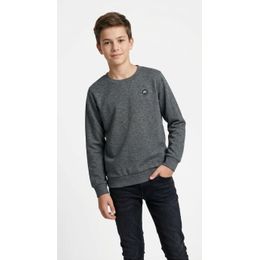 Sweatshirt name it "NKMVIMO f&uuml;r Jungen mit B&uuml;ndchen und klassischer Form", Jungen, Gr. 146/152, grau (dunkelgrau melange), angeraute Sweatware, Obermaterial: 60% Baumwolle, 40% Polyester, meliert, unifarben, l&auml;ssig geschnitten h&uuml;ftlang, Rundhals, Rippb&uuml;ndchen, Sweatshirts Sweatshirt, unifarben, casual, regular fit, Baumwollmischung, Rundhals