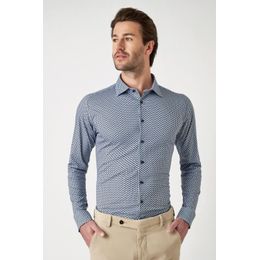 DESOTO Herren Langarmhemd "Jerseyhemd Casual Kent langarm", blau, Gr. XXL, gemustert, mehrfarbig, Jersey, Obermaterial: 100% Baumwolle, Hemden,