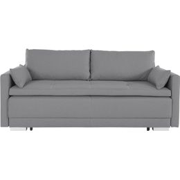 Schlafsofa OTTO HOME "Berlin", grau, B:218cm H:97cm T:96cm, Microfaser PRIMABELLE (100% Polyester);Struktur fein (100% Polyester);Samtoptik (100% Polyester), Sofas, Schlafsofa, mit Boxspringaufbau, Bettfunktion & Bettkasten, Dauerschlafsofa