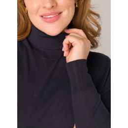 Damen Rollkragenpullover "Yuena", blau, Gr. 52, Base Level Curvy, Strick, Obermaterial: 80% Viskose, 20% Polyamid, Pullover, Feiner Strickpullover