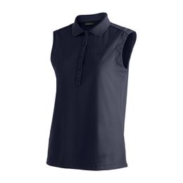 Maier Sports Damen Poloshirt "Ulrike sleeveless", blau, Gr. 44, 100% Polyester, Shirts, Damen Polo, leichtes Shirt, &auml;rmelloses Funktionsshirt,