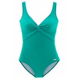 Lascana Damen Badeanzug, blau, Gr. 40, unifarben, Polyamid, Badeanz&uuml;ge, mit Shaping-Einsatz vorn, eingearbeitete Softcups, mit Raffungen