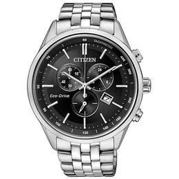 Chronograph Citizen, silber (silberfarben, schwarz), Armbanduhren, Herren, Chronograph, Armbanduhr, Herrenuhr, Solar, Stoppfunktion, Edelstahlarmband
