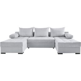 Wohnlandschaft Collection AB "Josy U-Form, B: 269 cm", grau (hellgrau), B:269cm H:41cm T:161cm, 100%Polyester, Sofas, Wohnlandschaft, mit Bettfunktion & Bettkasten, Federkern
