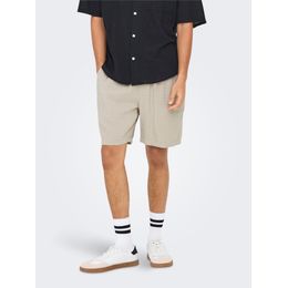 Only & Sons Shorts ONLY & SONS "ONSTEL LINEN LATHAM 0257 SHORTS", Herren, Gr. S, N-Gr, beige (silber lining), Web, Obermaterial: 55% Leinen, 45% Viskose, unifarben, regular fit knielang, Hosen Shorts
