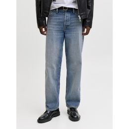 Jack & Jones JACK & JONES Herren Loose-fit-Jeans "JJIEDDIE JJORIGINAL", blau, Gr. 30, Abriebeffekte, Denim/Jeans, Obermaterial: 100% Baumwolle, Jeans