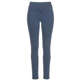 Buffalo Damen Jeggings, Gr. 34, blau, Web, Obermaterial: 69% Baumwolle, 21% Polyester, 8% Viskose, 2% Elasthan, unifarben, Basic, Hosen, mit breitem