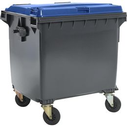 M&uuml;llcontainer aus Kunststoff, DIN EN 840, Volumen 1100 l, BxHxT 1370 x 1470 x 1115 mm, anthrazit/blau kaiserkraft