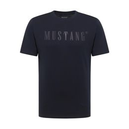 Kurzarmshirt Mustang "Herren Style Austin", Herren, Gr. XL, navy, Jersey, 100% Baumwolle, Rundhals, Shirts Kurzarmshirt