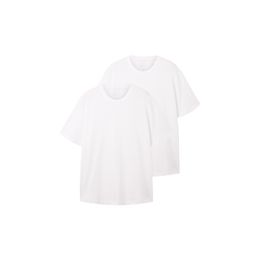 T-Shirt Tom Tailor PLUS, Damen, Gr. 4XL, wei&szlig;, Single Jersey, Obermaterial: 100% Baumwolle, unifarben, bequem h&uuml;ftbedeckend, Rundhals, Shirts T-Shirt, 2er Pack unifarben