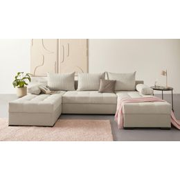 Wohnlandschaft Collection AB "Josy U-Form, B: 269 cm", beige (silbergrau, beige), B:269cm H:41cm T:161cm, 100%Polyester, Sofas, Wohnlandschaft, mit Bettfunktion & Bettkasten, Federkern