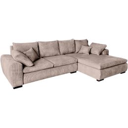 Ecksofa Home Affaire "Cara Mia L-Form, B: 325 cm - OTTO. Verl&auml;ssliche Qualit&auml;t.", taupe, B:325cm H:87cm T:183cm, Luxus-Microfaser Vintageoptik (100% Polyester);Microfaser Antiklederoptik (100% Polyester), Sofas, Ecksofa, mit 4 Zierkissen, optional Bettfunktion & Bettkasten