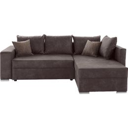 Ecksofa Collection AB "John L-Form", grau (dunkelgrau), B:226cm H:85cm T:160cm, Microfaser PRIMABELLE (100% Polyester);Zierkissen: 100% Polyester;Luxus-Microfaser 1 (100% Polyester);Luxus-Microfaser 2 (100% Polyester), Sofas, Ecksofa, inklusive Bettfunktion und Bettkasten