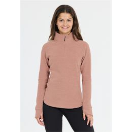 Funktionsshirt WHISTLER "Kajsa", Damen, Gr. 46, braun, 92% Polyester, 8% Elasthan, unifarben, normal, hoch geschlossener Ausschnitt, Shirts Funktionsshirt, mit w&auml;rmendem Stehkragen und Halbrei&szlig;verschluss
