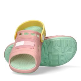 Tommy Hilfiger M&auml;dchen Badesandale, Gr. 25, rosa, Gummi, Synthetik, Schuhe, Badeschuh, Clog mit schwenkbarem Riemchen