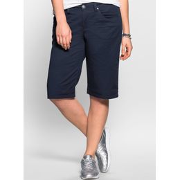 sheego Damen Bermudas, blau, Gr. 48, unifarben, 97% Baumwolle, 3% Elasthan, Hosen