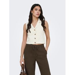 Jacqueline de Yong JDY Damen Anzugweste "JDYMILAN LINEN S/L WAISTCOAT TLR"oatmeal detail:melange, Gr. XS, meliert, Web, Obermaterial: 45% Baumwolle, 35% Viskose, 20%