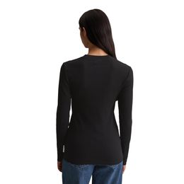 Marc O'Polo Damen Langarmshirt, schwarz, Gr. XL, MARC O'POLO DENIM, unifarben, Rippware, Obermaterial: 96% Baumwolle, 4% Elasthan, Shirts, Rundhalsausschnitt,