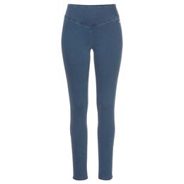 Buffalo Damen Jeggings, Gr. 36, blau, Web, Obermaterial: 69% Baumwolle, 21% Polyester, 8% Viskose, 2% Elasthan, unifarben, Basic, Hosen, mit breitem