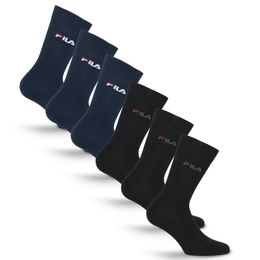 Socken Fila "UNISEX LIFESTYLE PLAIN SOCKS", Damen, Gr. 39-42, 162, schwarz, navy, Baumwollmischung, normal, Socken Socken, mit eingestrickem Logo