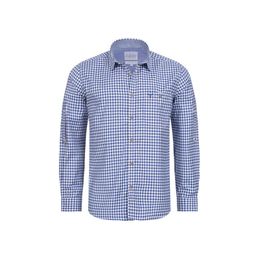 N&uuml;bler Trachtenhemd N&Uuml;BLER "Trachtenhemd Langarm Sepp", Herren, Gr. L, EURO, blau, Obermaterial: 55% Baumwolle CO. 45% Polyester PES., Hemden Trachtenhemd