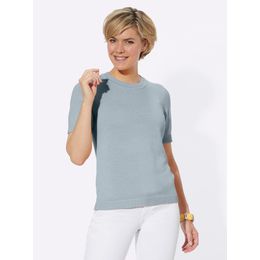 Casual Looks Damen Kurzarmpullover "Pullover", blau, Gr. 40, unifarben, 50% Baumwolle, 50% Polyacryl, Pullover