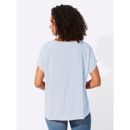 Casual Looks Damen Druckbluse, blau, Gr. 44, gemustert, 100% Viskose, Blusen